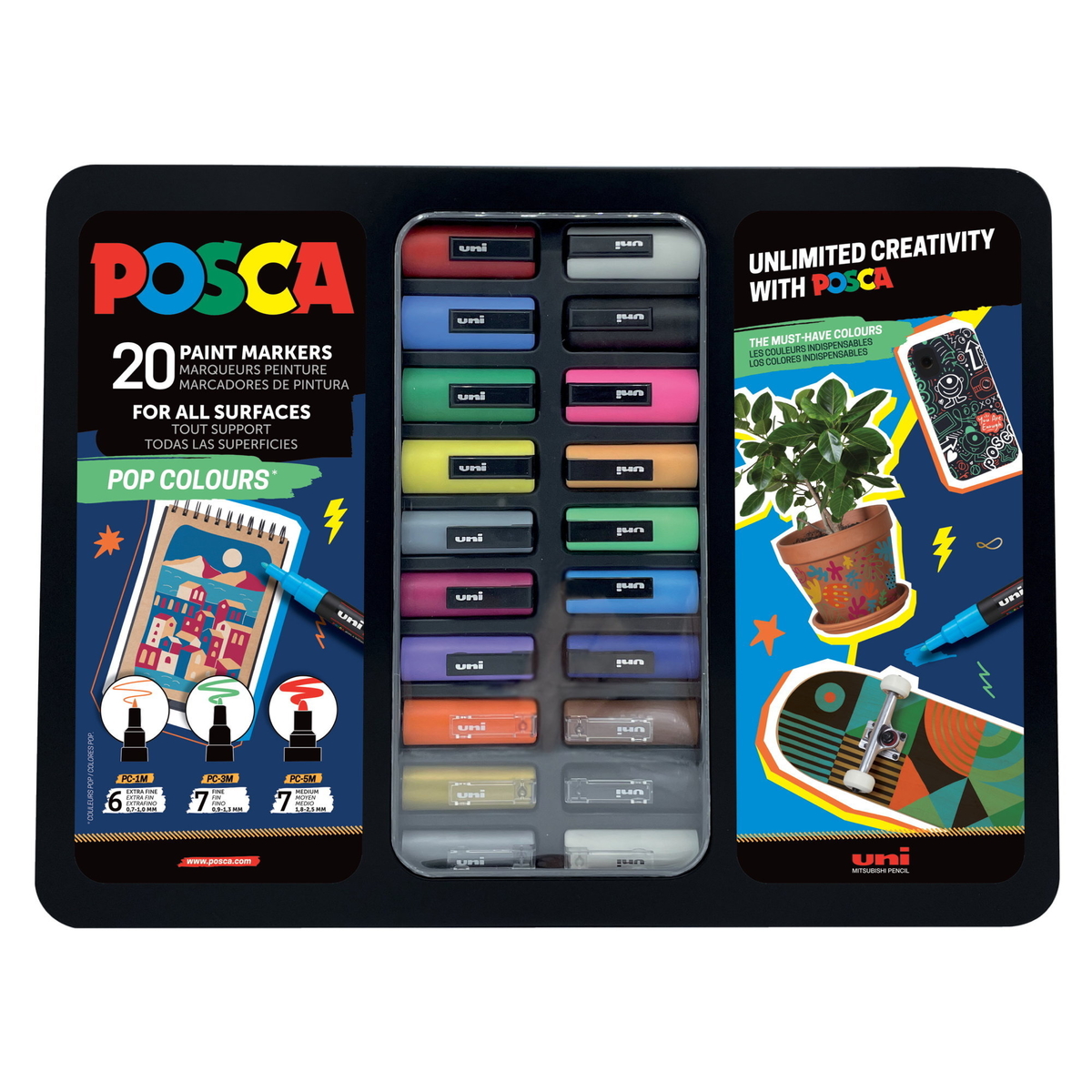 Posca Pop Colours Tin – 20 fine Posca-penner i en metallboks | Panduro ...