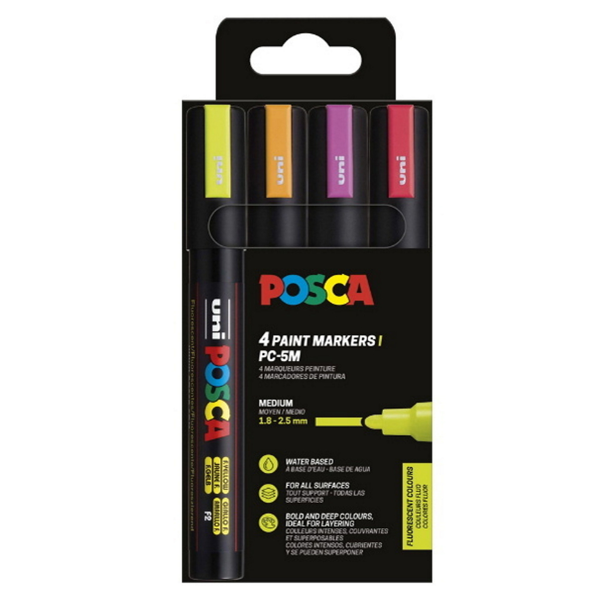 Posca PC-5M 4-pakning Neon (1,8–2,5 mm) | Panduro ® | Kreatima